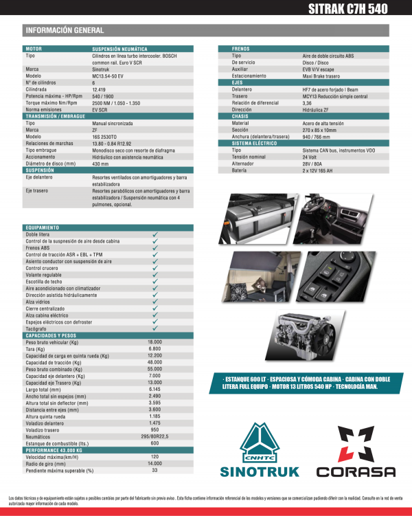 Camión SITRAK C7H 540